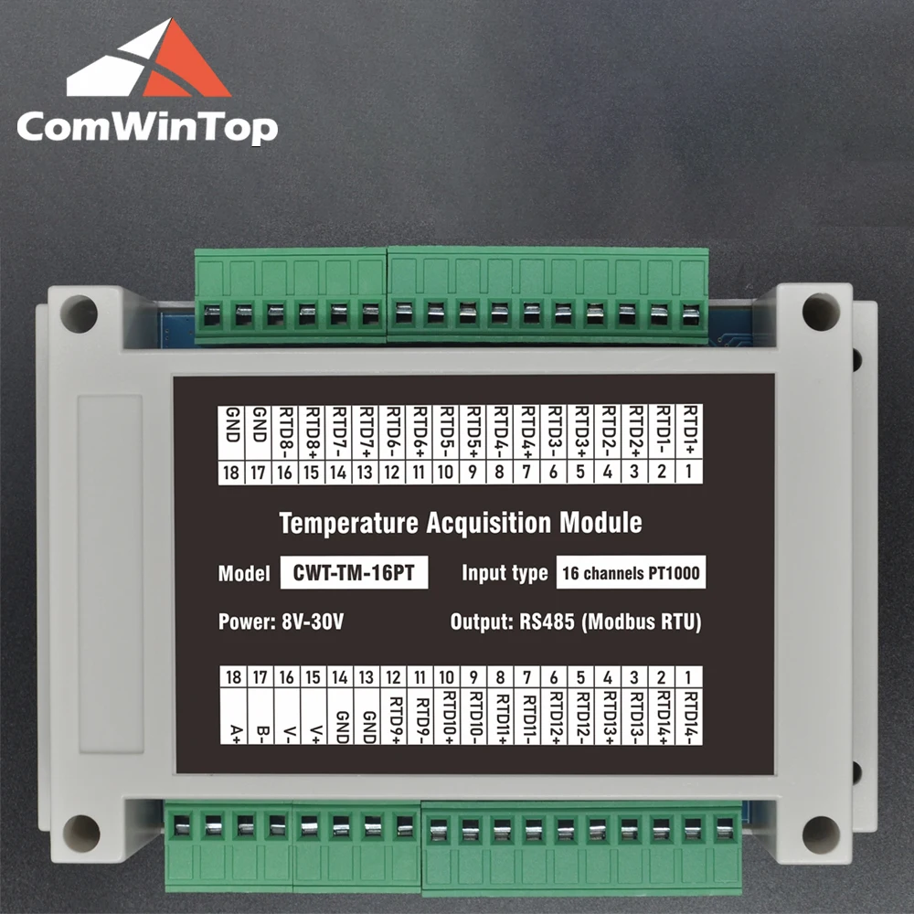 16 Channels PT100/PT1000 Rs485 Modbus Output Module
