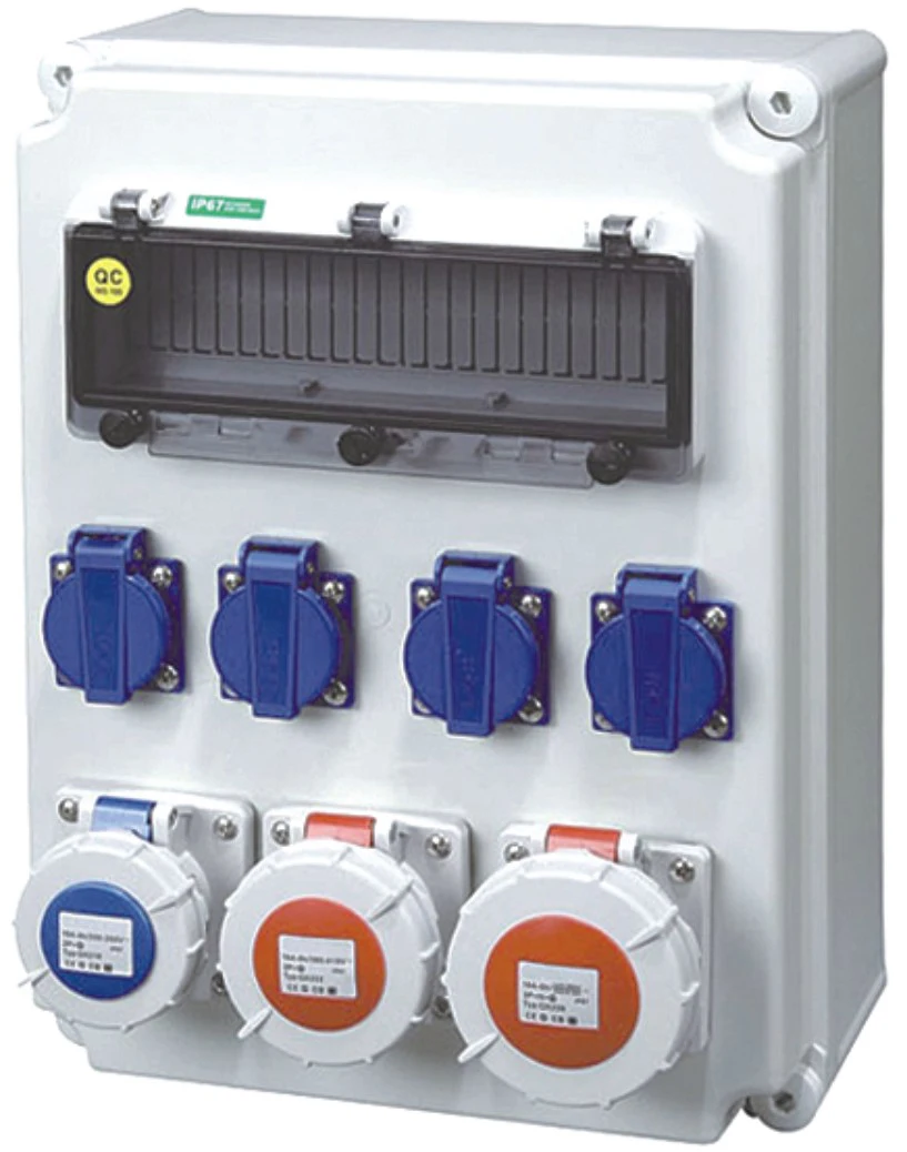Industrial socket combination power box, IP67 IP44 European power panel ...