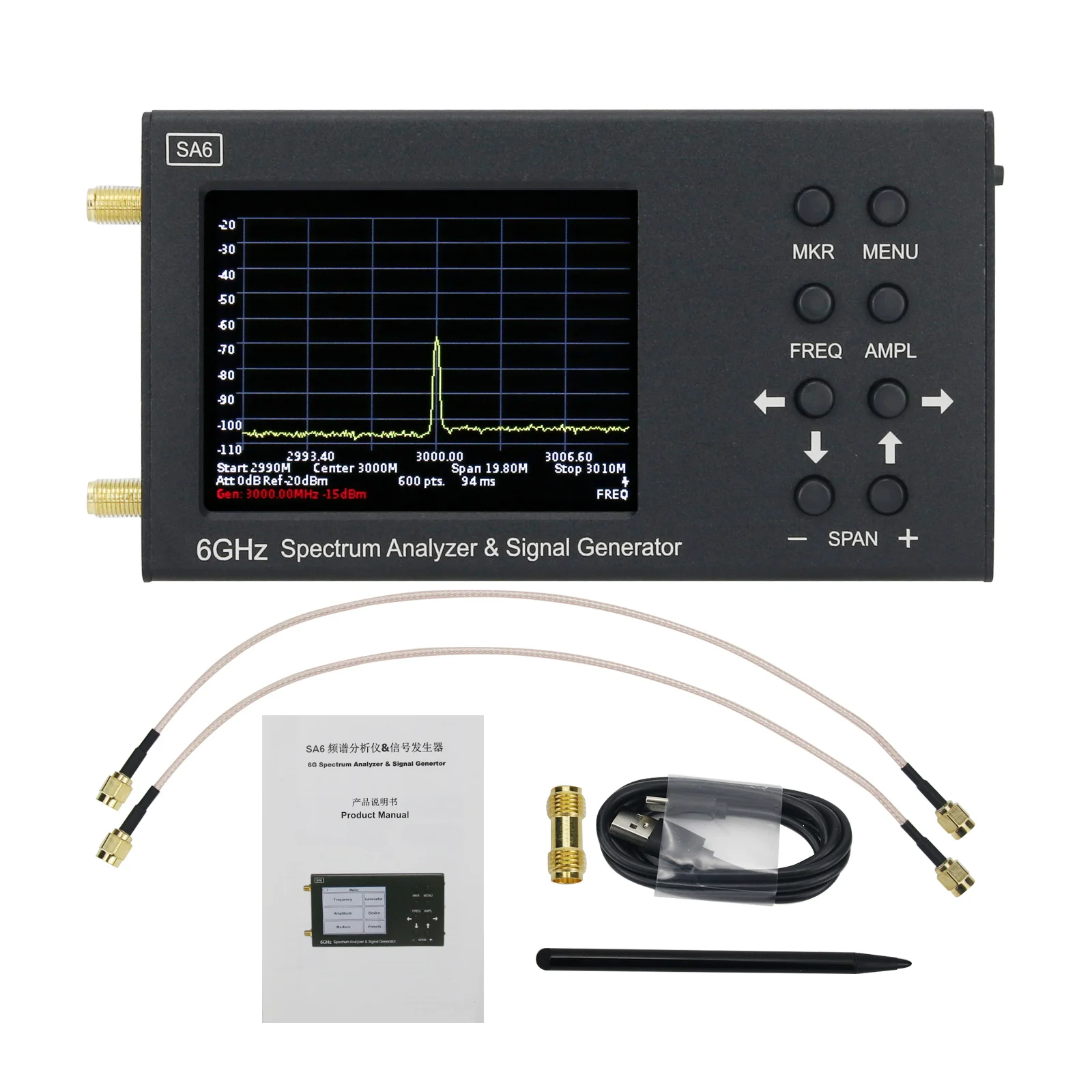 SA6 6GHz Spectrum Analyzer Signal Generator RF Signal Source Wi-Fi 2G ...