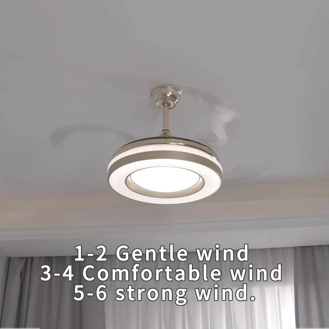 Living Room 4 Pieces Hidden Retractable Blades Retractable Led Ceiling ...
