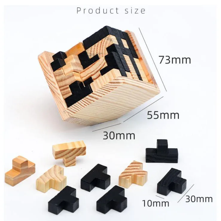 Wooden Intelligent Classic Puzzle Toys Luban Lock Educational Gift For ...
