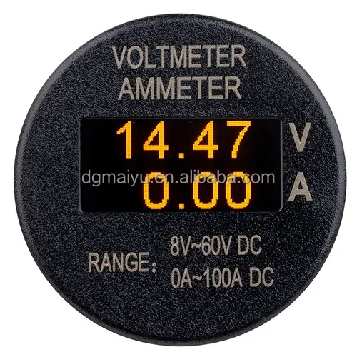 Waterproof ROUND 8-60V MINI OLED DC DUAL DIGITAL VOLTMETER AMMETER DISPLAY