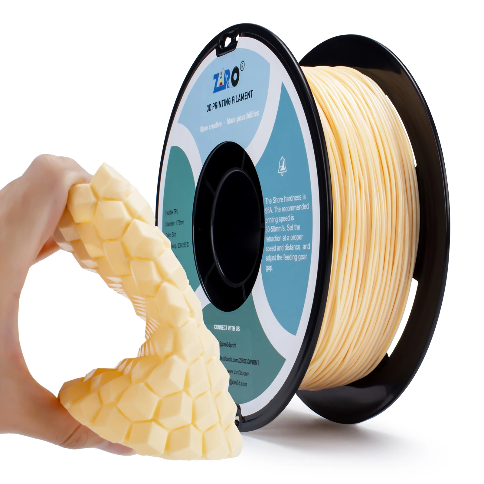 ZIRO Flexible TPU 3D Filament - 1.75mm Skin Shore 95A