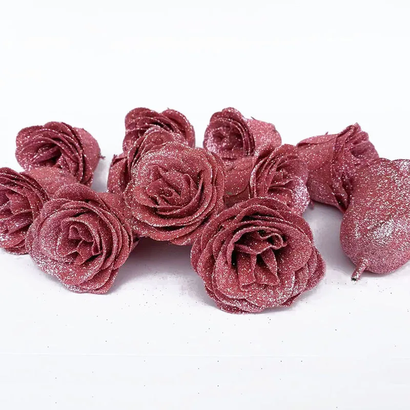 Artificial Rose Flower Heads With Sequins Diameter 7cm Glitter Rose ...