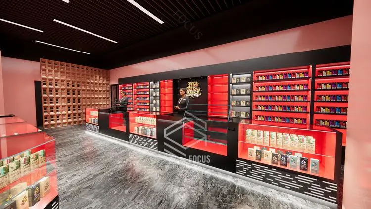 Retail Store Display Showcases Display Stand For Smoke Shop With Led ...