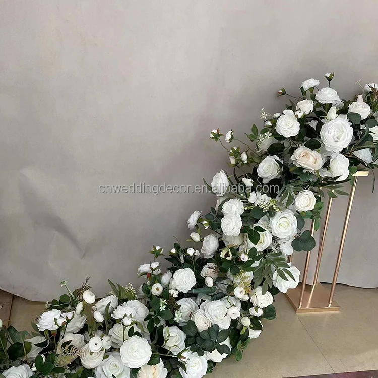 Wedding Props White Flowers Runners Flower Rows Artificial Flowers ...