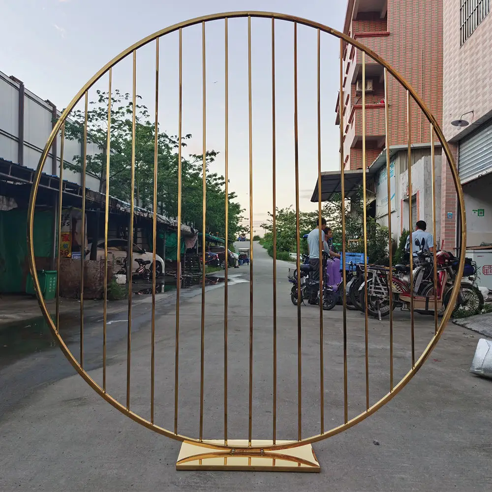 Modern Wedding Metal Gold Stainless Steel Round Backdrop Frame Stand ...