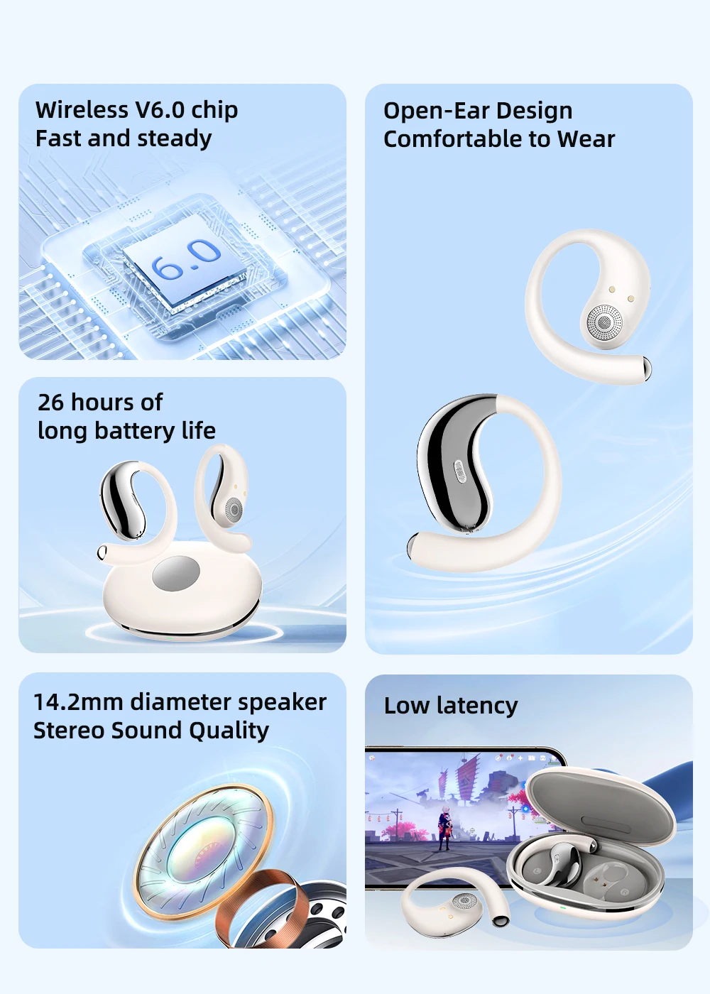 OWS Air Conduction Sound - Open Wearing Ear-Hook TWS Earbuds