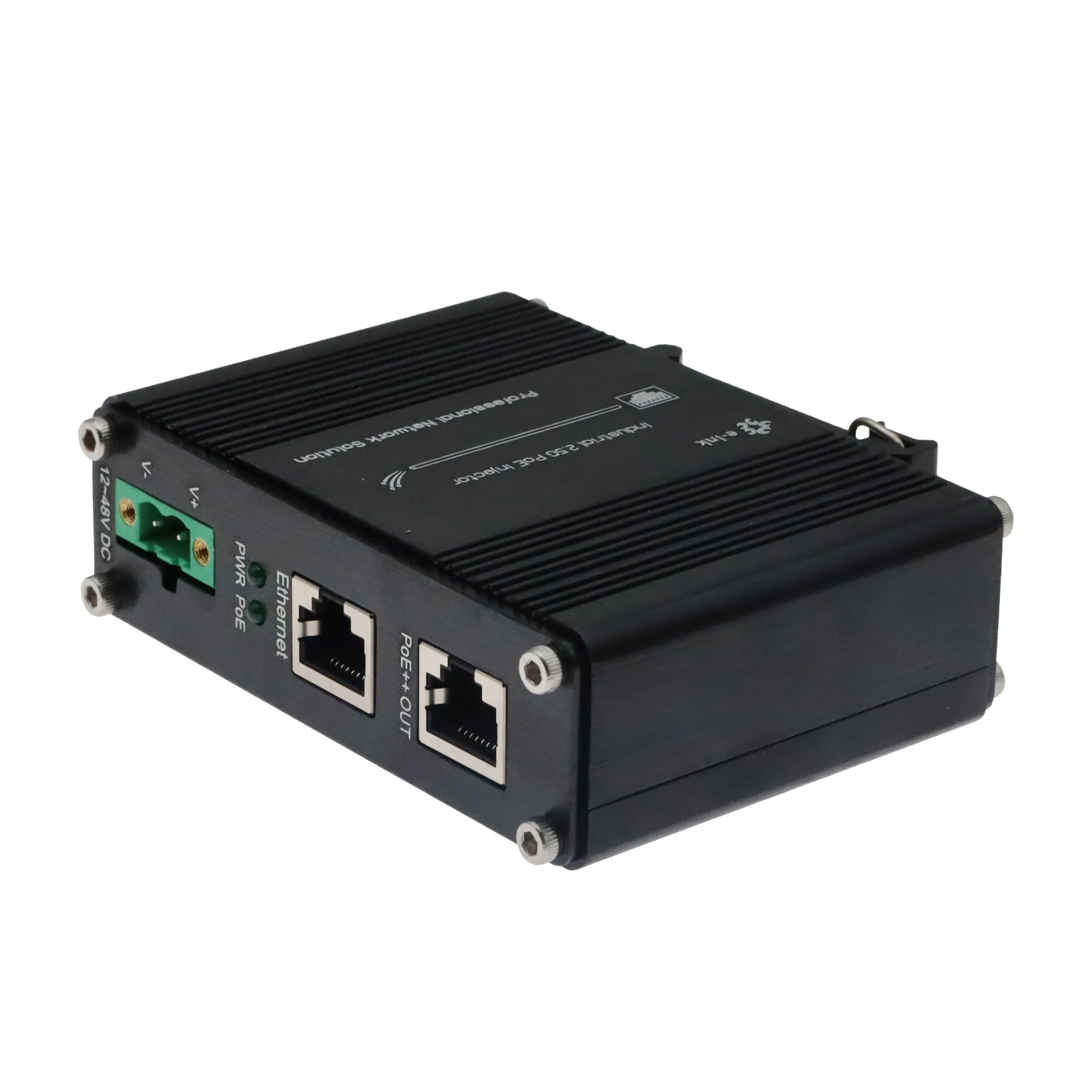 Industrial 2.5G 60W PoE Injector 12~48VDC Power Input Support 10/100 ...