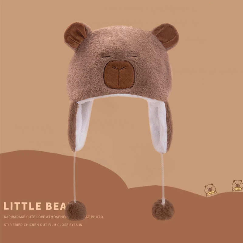 Kawaii Plush Fluffy Capybara Hat Winter Capybara Warm Hat High Quality ...