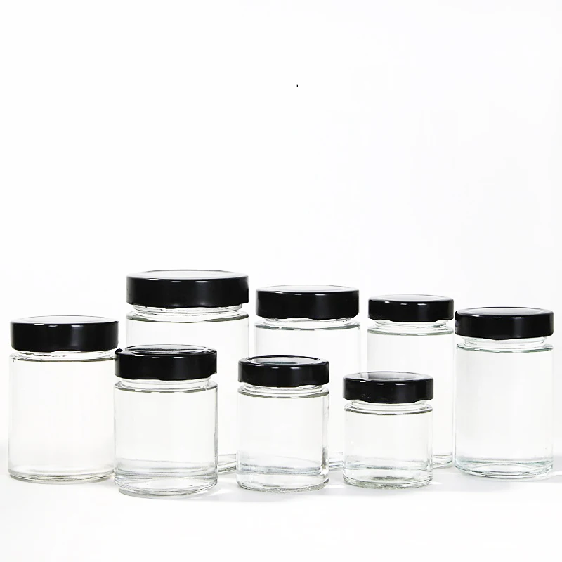 Cosmetic Packaging - Round Glass Jars with Customized Lids