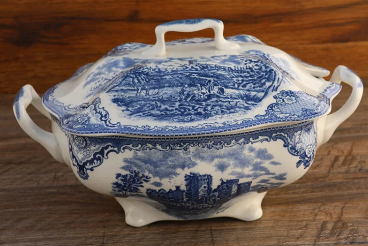 Wholesale Blue Castle Dinner Set - European Ceramic Plates