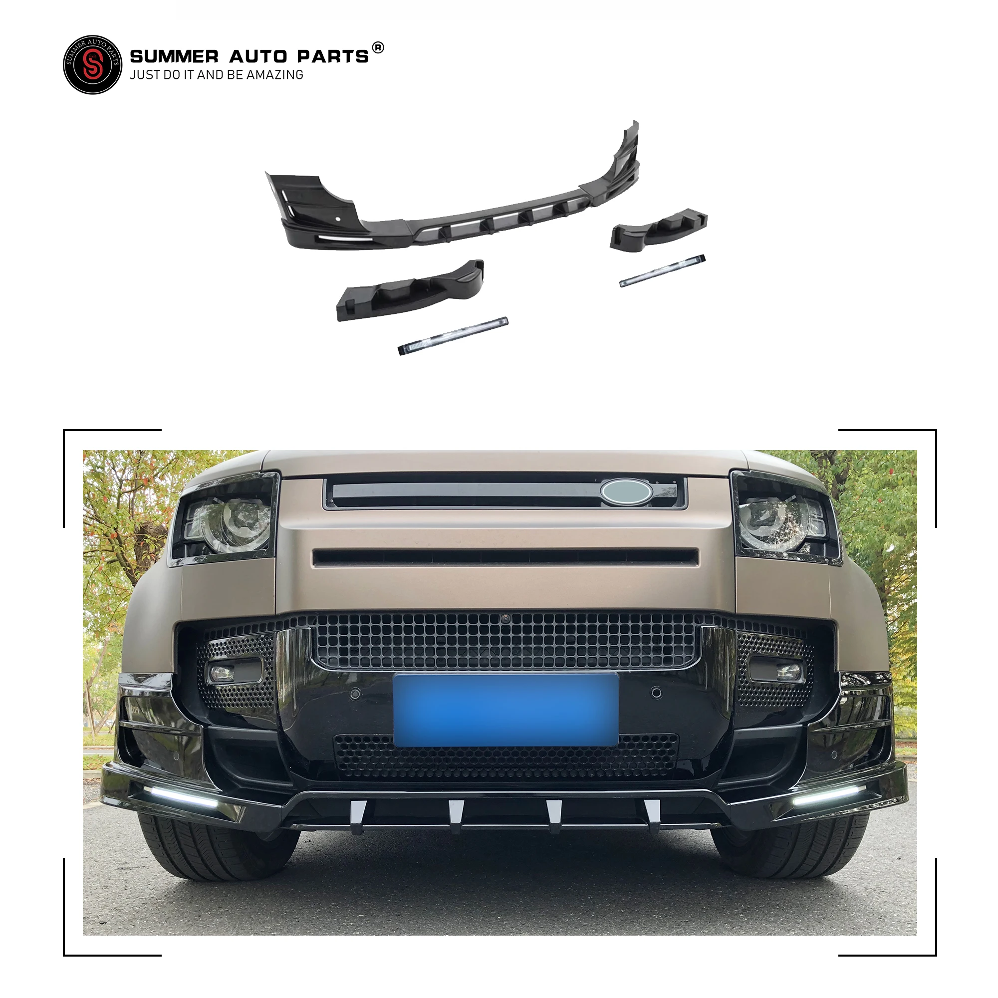 Auto Parts Body Kit Abs Front Bumper Lip Front Lip With Led Light For ...