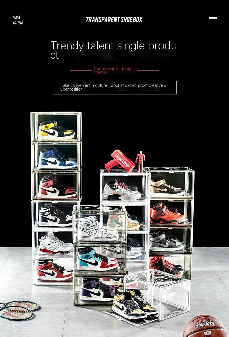 Clear Shoe Box Plastic Stackable,Shoe Storage Organizer With Magnetic ...