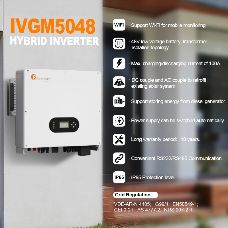 Felicitysolar 48V 5Kw Inverter on Off Grid Hybrid Solar Inverter With ...