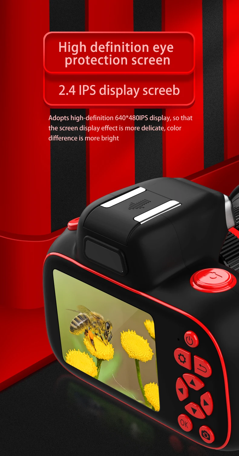 D6pro Kids Camera - 4K Mini SLR with 20X Zoom & Smiley Capture