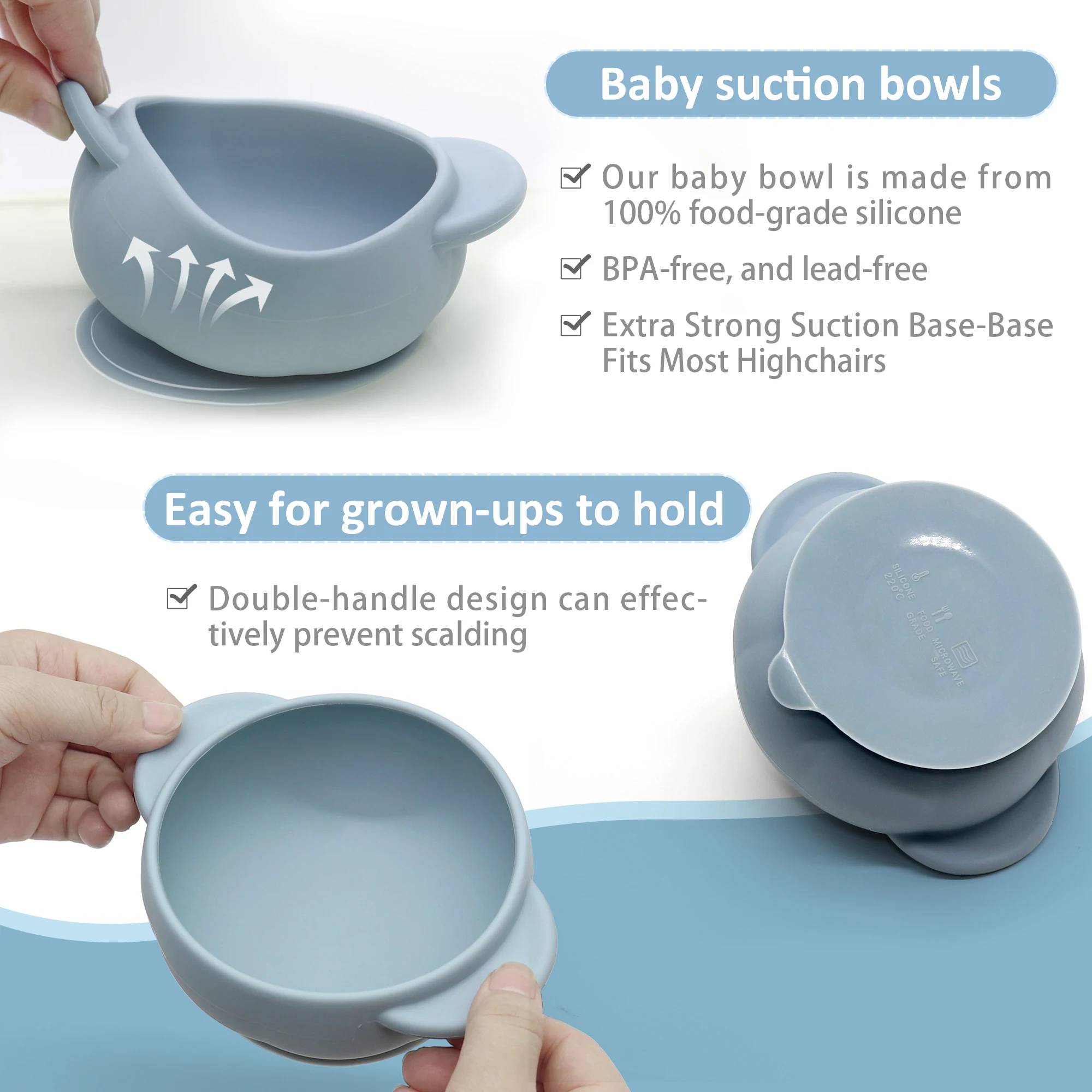 Factory Bpa Free Food Grade Kids Tableware Silicone Feeding Set Suction ...