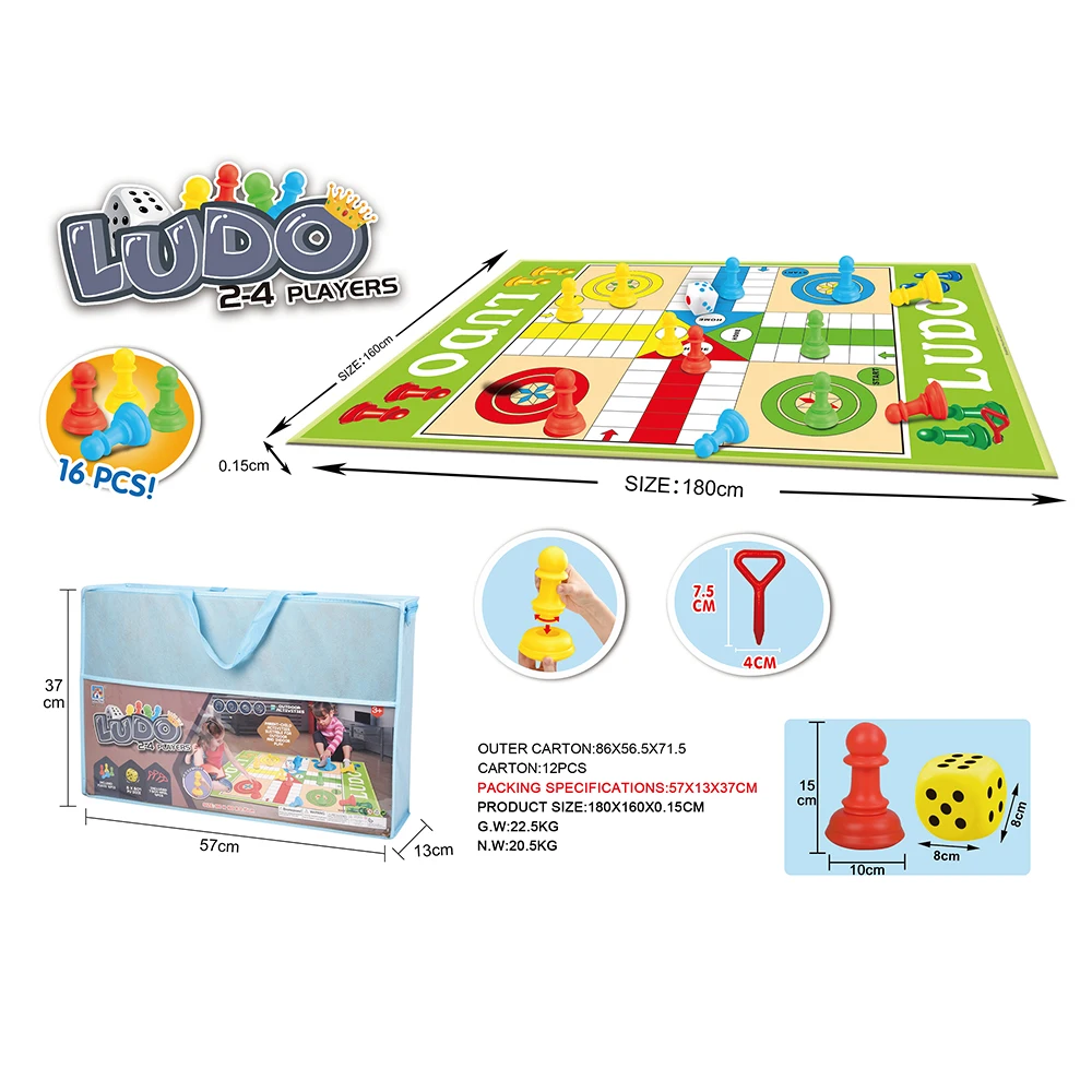 Outdoor Waterproof Board Games - Large Ludo Mat & Plastic Pieces