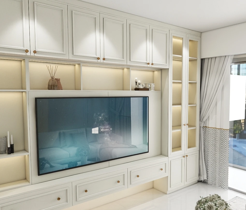 Modern TV Cabinet Wooden Panel with Multi-Use Console Table for Living ...