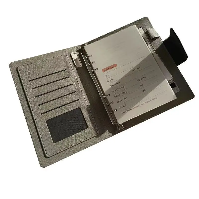 Multifunctional A5 PU Leather Notebooks with Wireless Charging