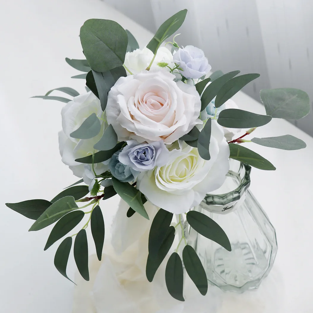 2024 2024 White Silk Artificial Wedding Flower Bouquet Bridal Wedding ...