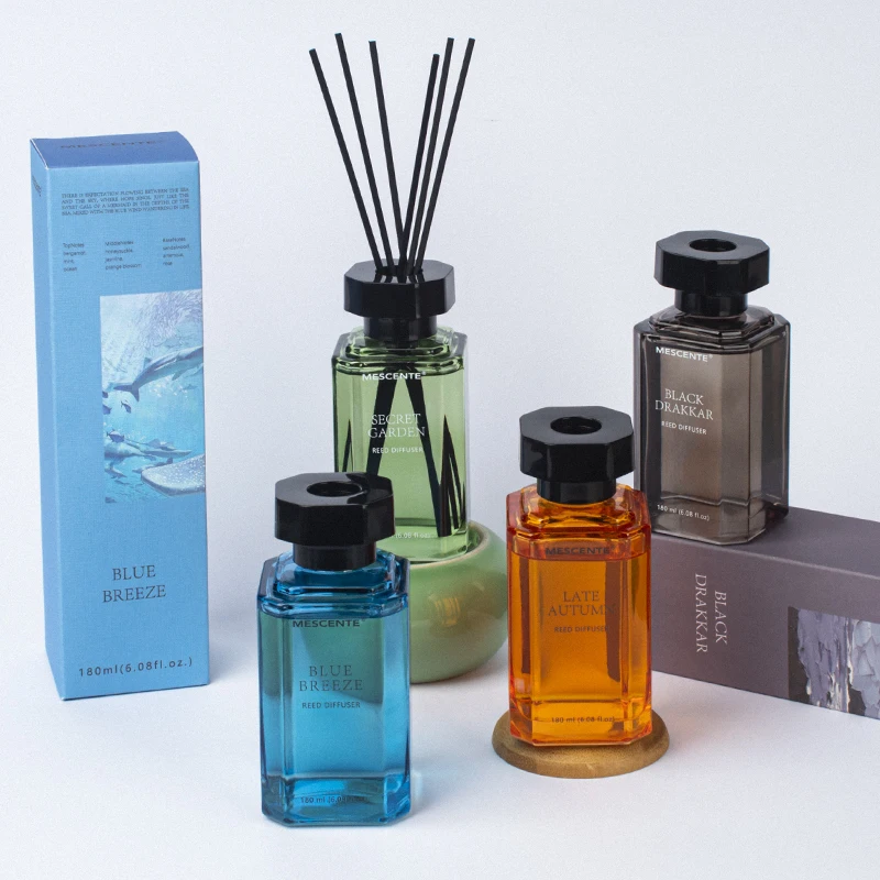 M&scent Luxury Decorative Glass Bottle Flower Reed Diffuser Perfume Set ...