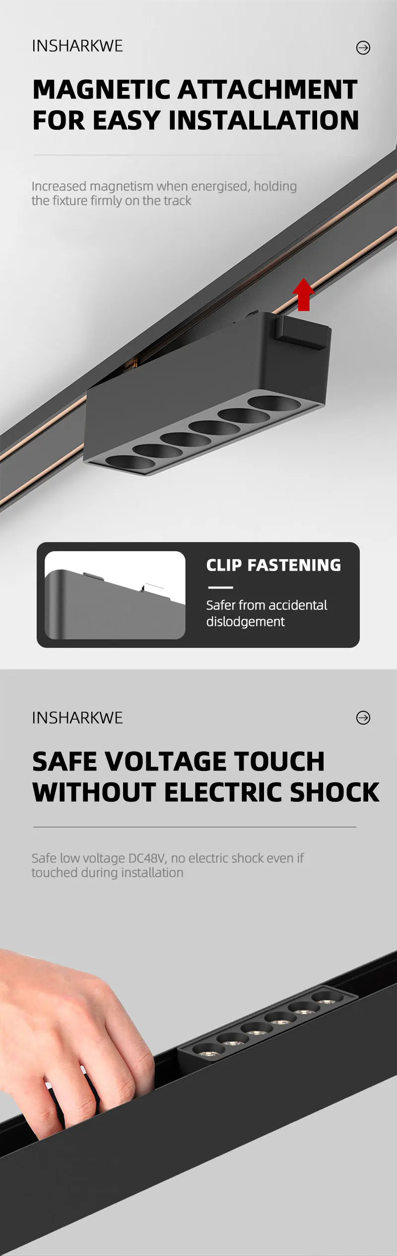 Ultra-Thin Modern Aluminum 24V LED Light Magnetic Track System DC48V ...