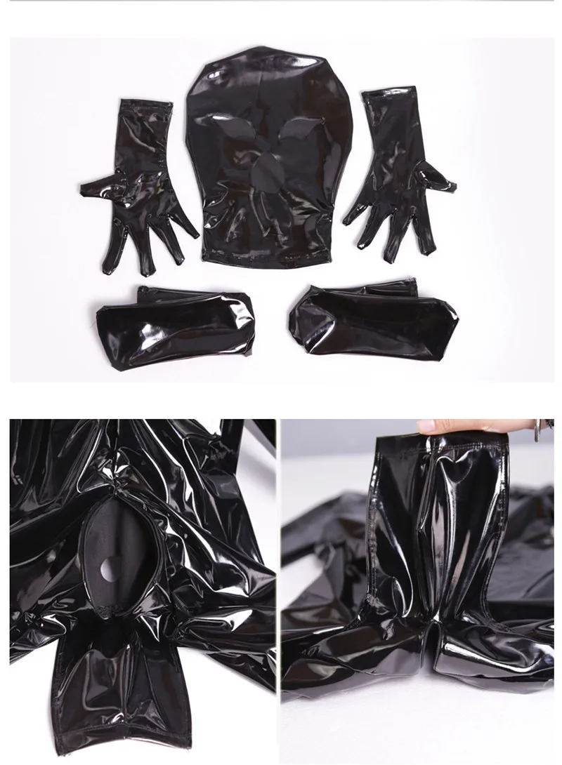 Wetlook Full Body Mens Sexy Faux Leather Catsuit PVC Bodysuit