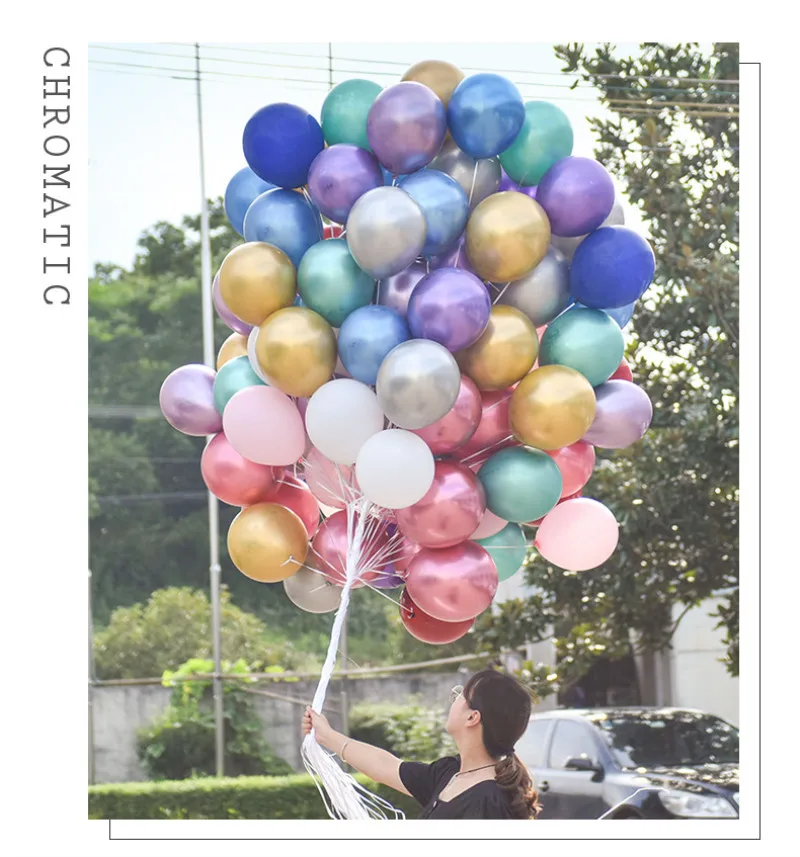 12 Inch Metal Pearl Latex Balloons Thick Chrome Metallic Globos ...