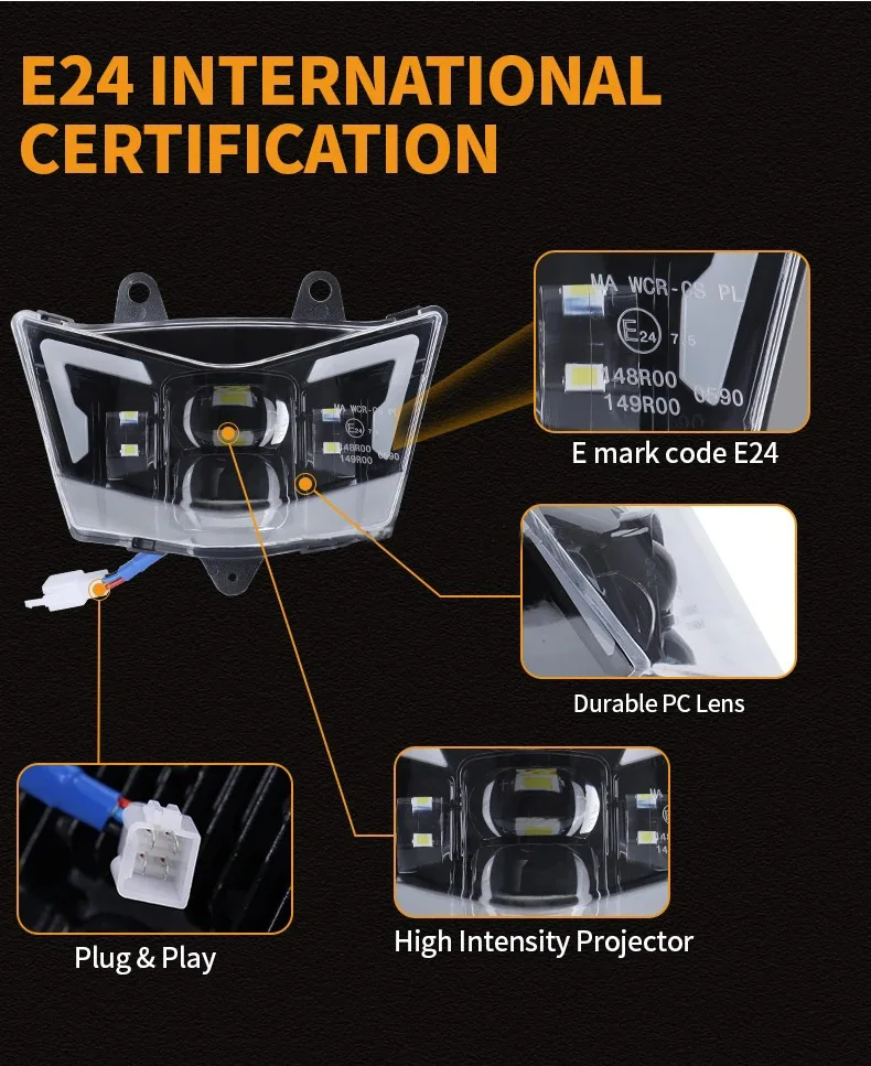 E-mark Led Motorcycle Headlight for Kawasaki KMX KX KLX KLR KLE ZZR KDX ...