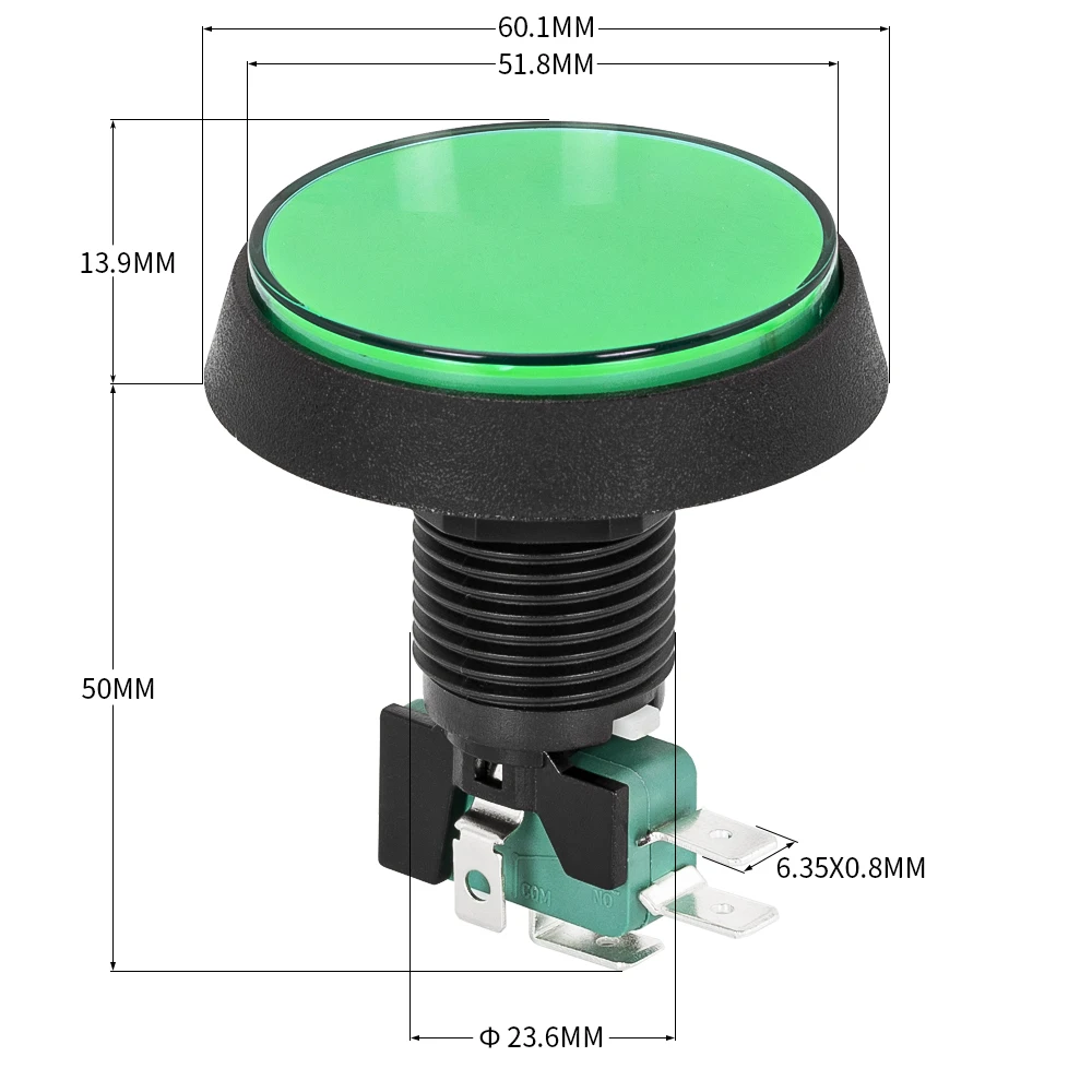 16a 250v 60mm Plastic Led Push Switch Round Momentary Led Illuminated ...