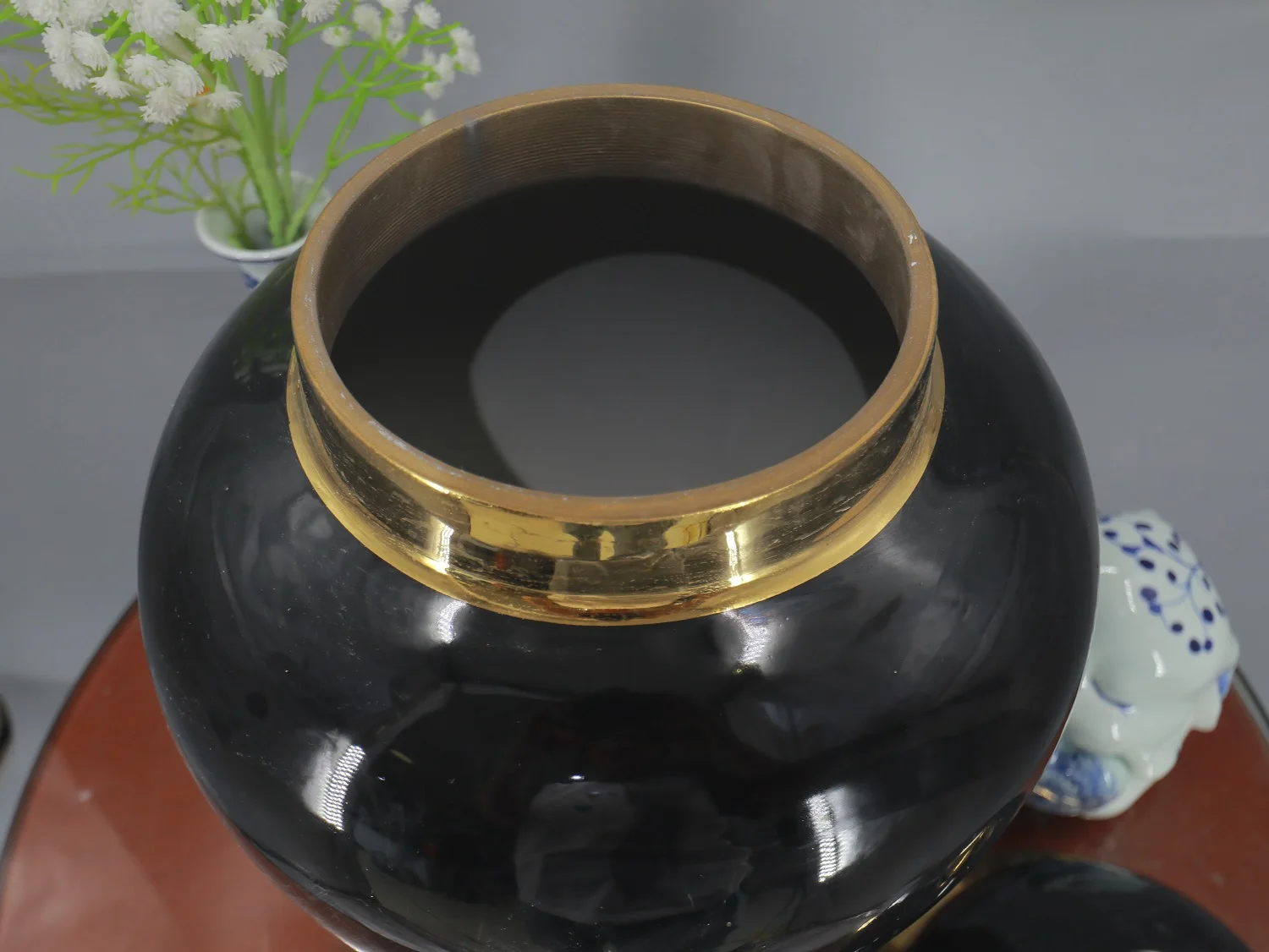 Shinny Black Zebra Ginger Jar Ceramic Wedding Vases Luxury Gold Metal Rim Vase - Buy Black Zebra ...