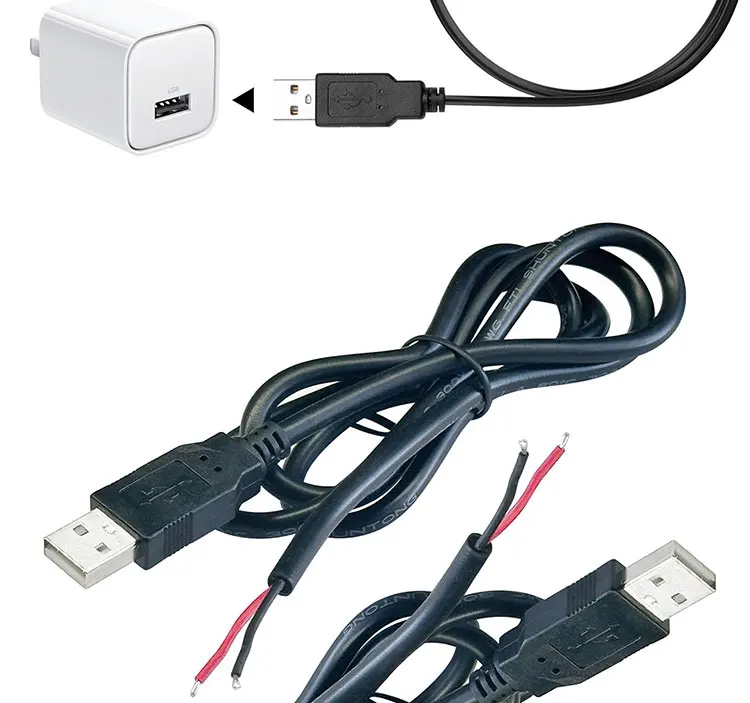 5V USB to Open Stripped Tinned Bare Wires End Pigtail Cable