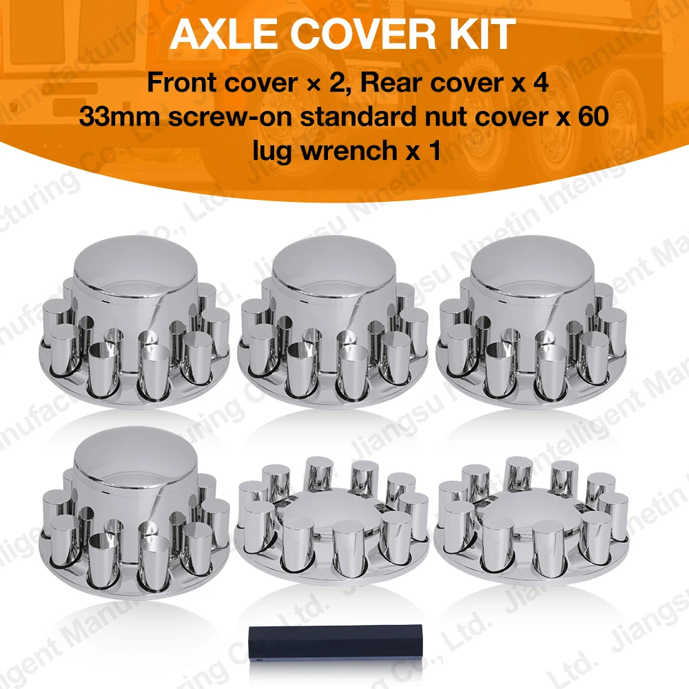 Truck Wheel Hubcap 2 Front And 4 Rear Abs Chrome Axle Cover Kit With 60 ...