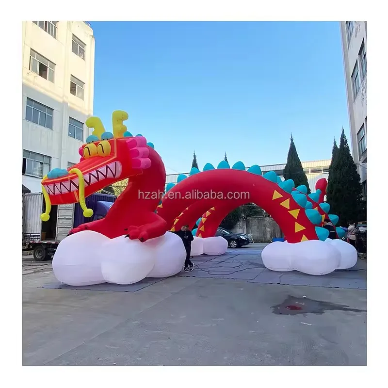 Giant inflatable Chinese dragon cartoon balloon model in red color with ...