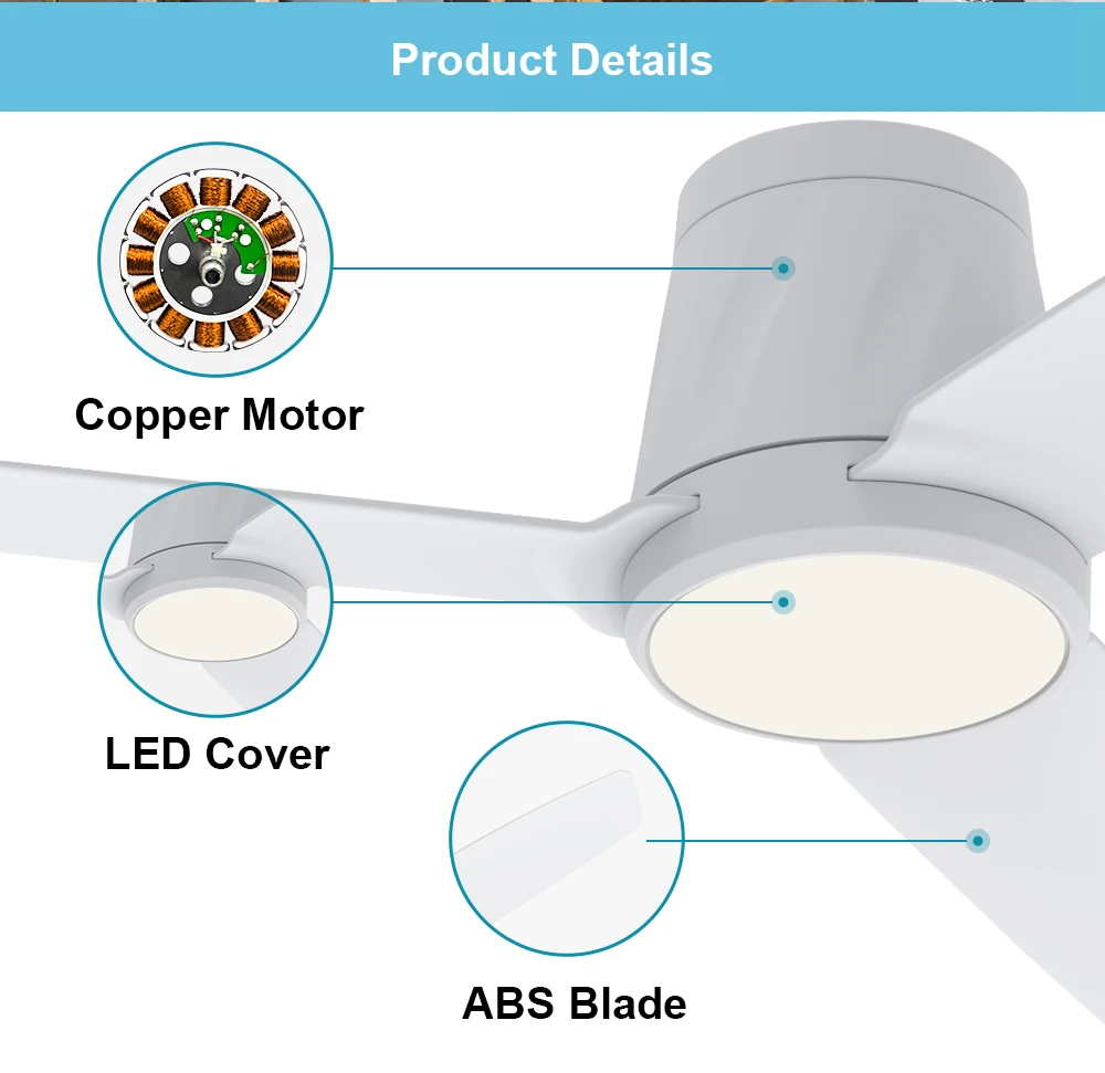 Simplicity Modern Abs Blade Silent Ceiling Fan Four Blade Vintage ...