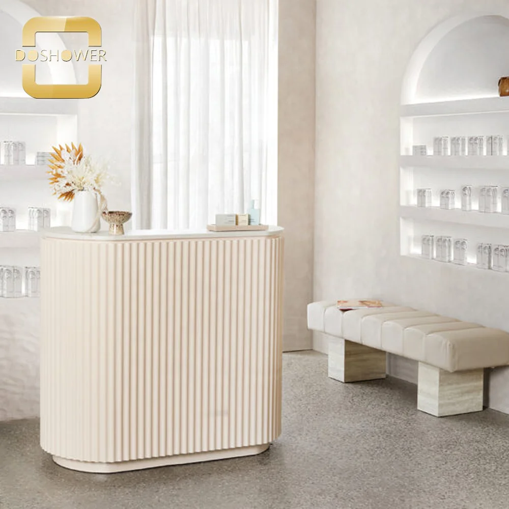 Small Straight Reception Desk With Marble Top Reception Desks Counters ...