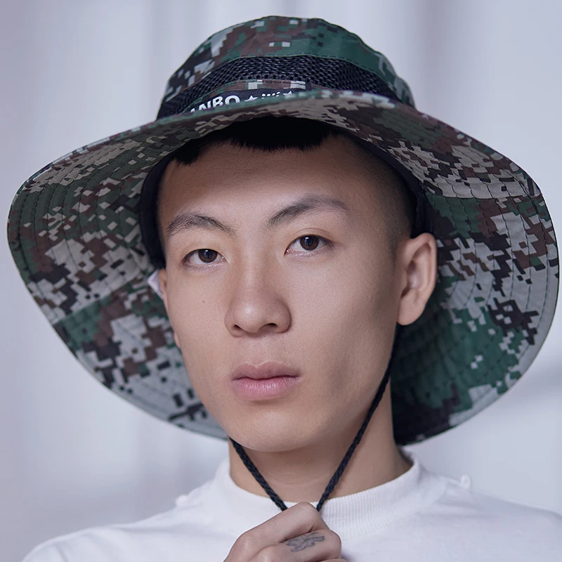 Outdoor Wide-brim Boonie Hat Camouflage Breathable Jungle Hat Eyelets ...