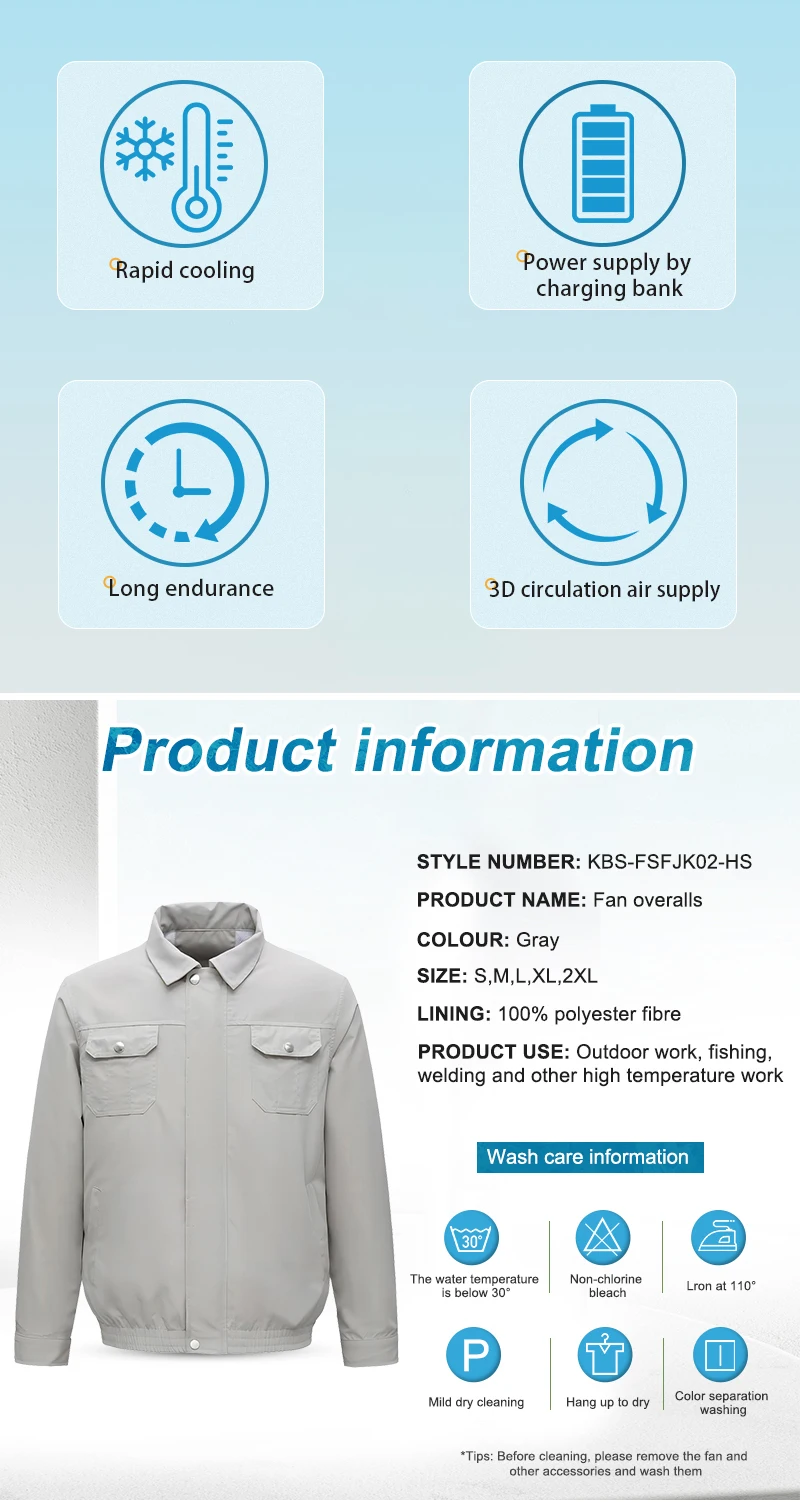 High Temperature Working Worker Clothes Battery Powered Air Conditioner ...