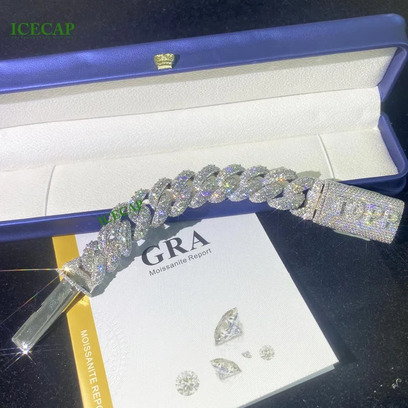 20MM Cuban Link Chain Custom Letters Men HipHop Moissanite Cuban Chain ...