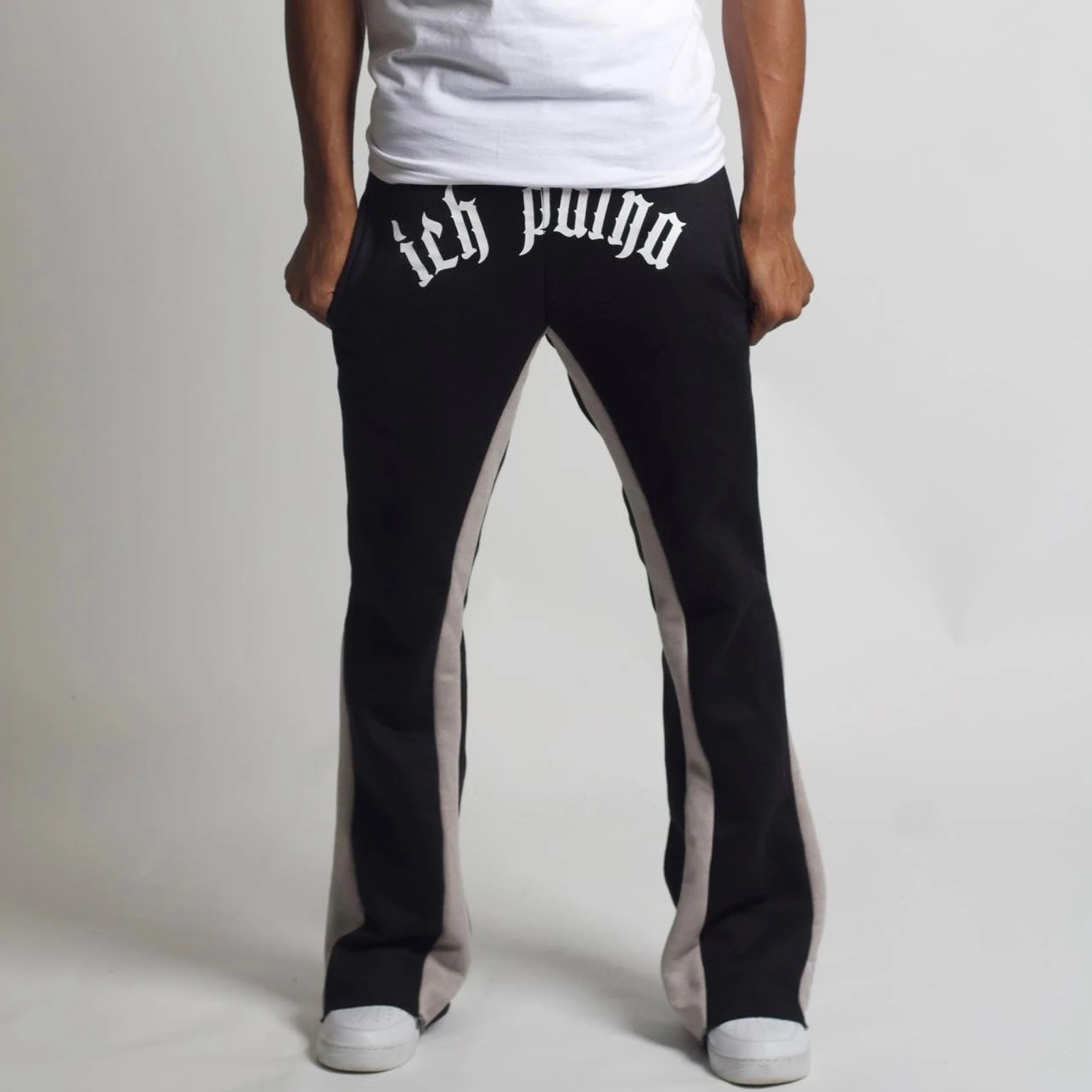 Custom Flared Sweatpants Cotton Screen Puff Printing Men Flair Track ...