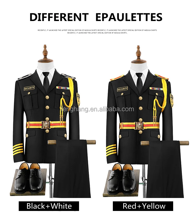 Customizable Black Security Officer Commander Uniform With Badge - Oem