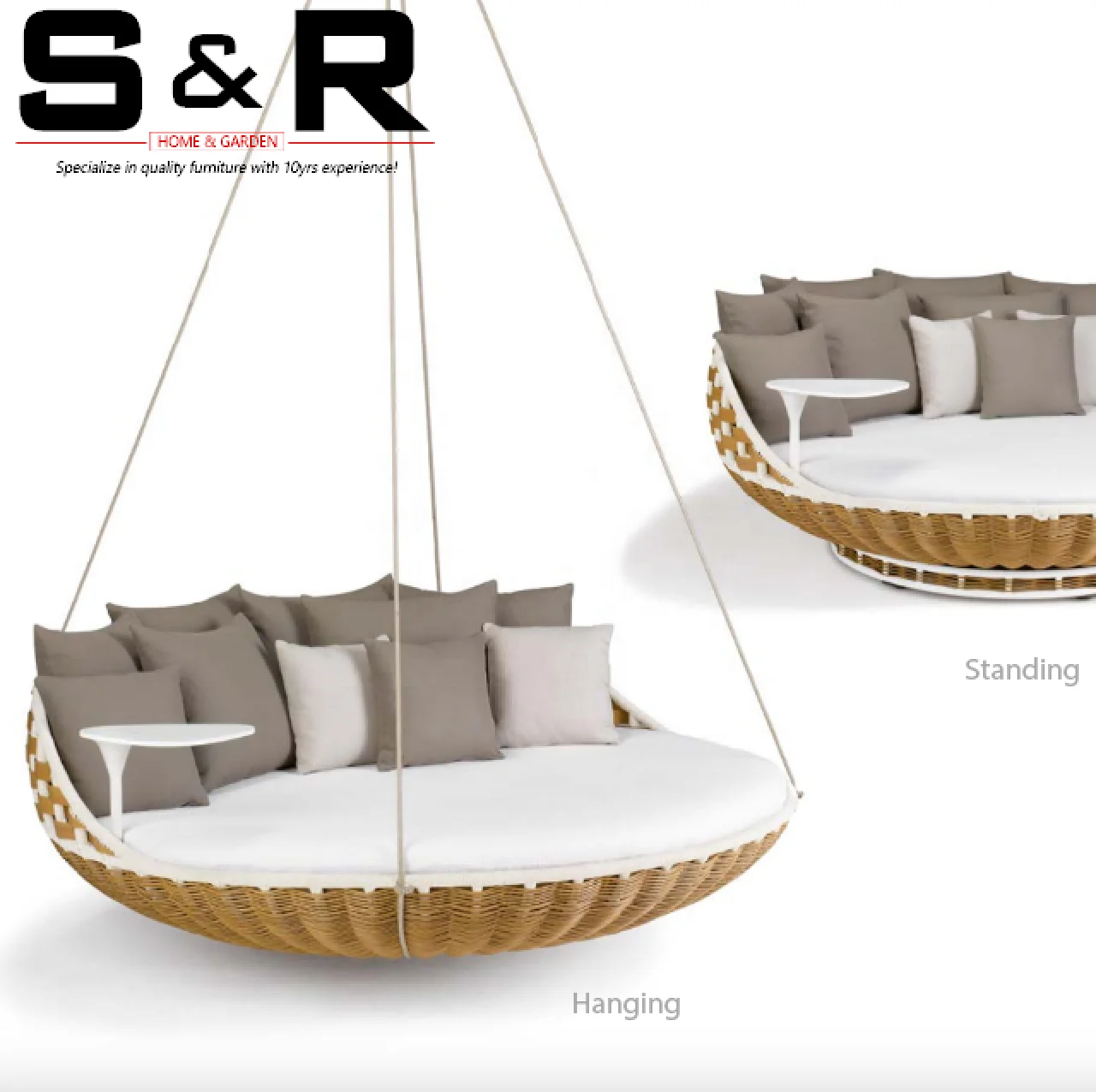 Modern Outdoor Hanging Daybed Swing Bed with Waterproof Cushion ...