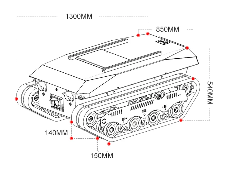 Chassis of Tracked Unmanned Vehicle Robot Tracks Platform