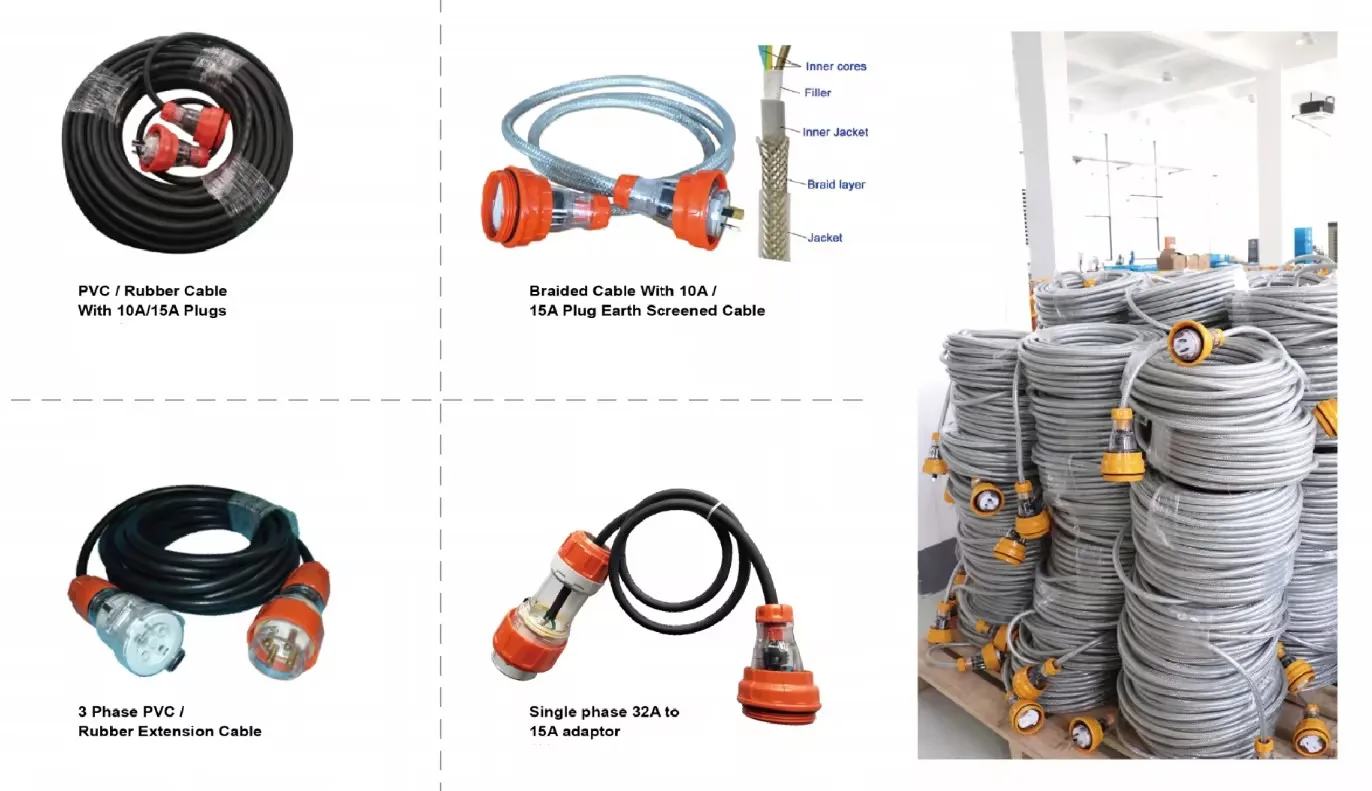 SAA Industrial Extension Leads PVC/Rubber/Braid Cable Cable with Plugs ...
