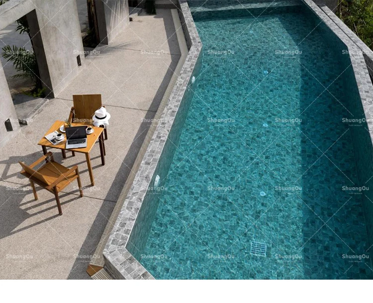 Modern Outdoor Pool Tile Grey Marble Look Tiles For Non-slip Swimming ...