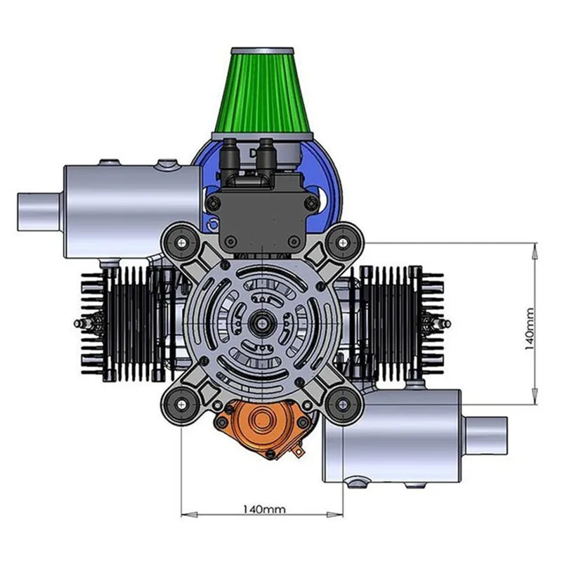 NEW DLE200 200CC Gasoline Engine for Paramotor - 23HP Power, Standard ...