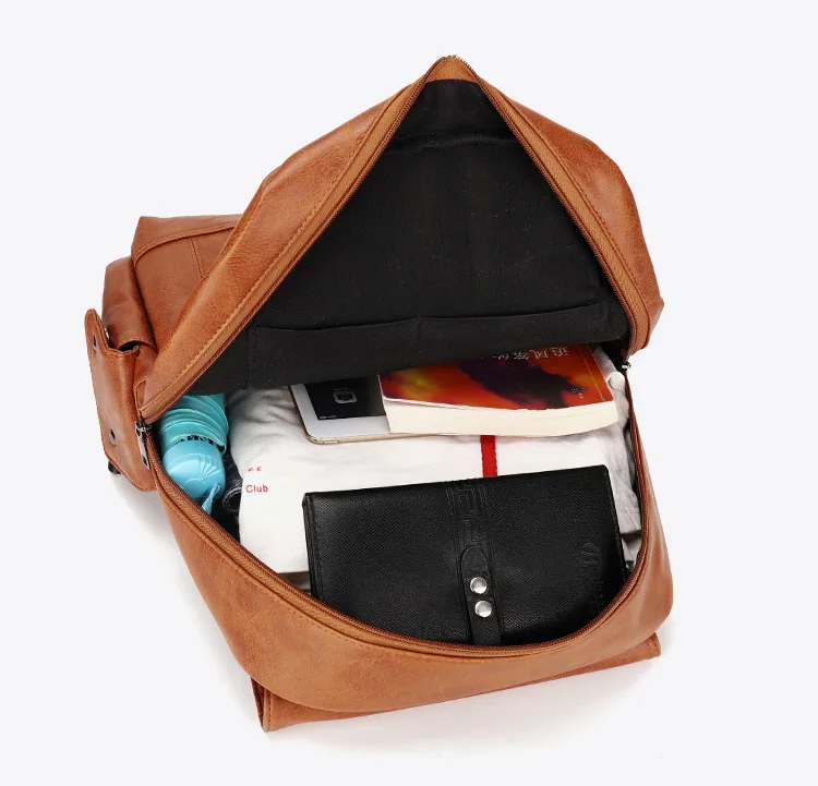 Custom Logo College School Pu Rucksack Men Waterproof Bag