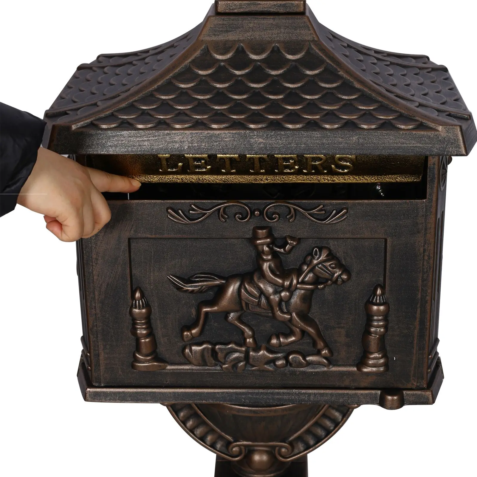 DB Modern Cast Aluminum Mailbox in Bronze Finish for Outdoor Postal ...