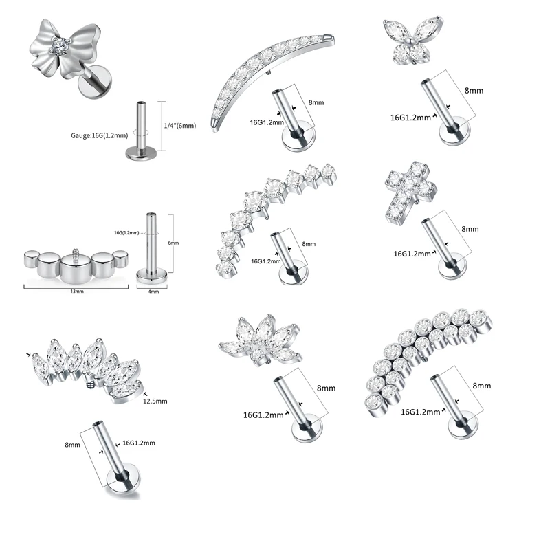 Gaby Astm F136 G23 Heart Opal Piercing De Titanio Flat Back
